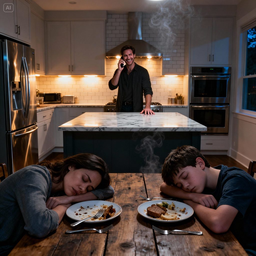 My husband cooked dinner, and right after my son and I ate, we ...